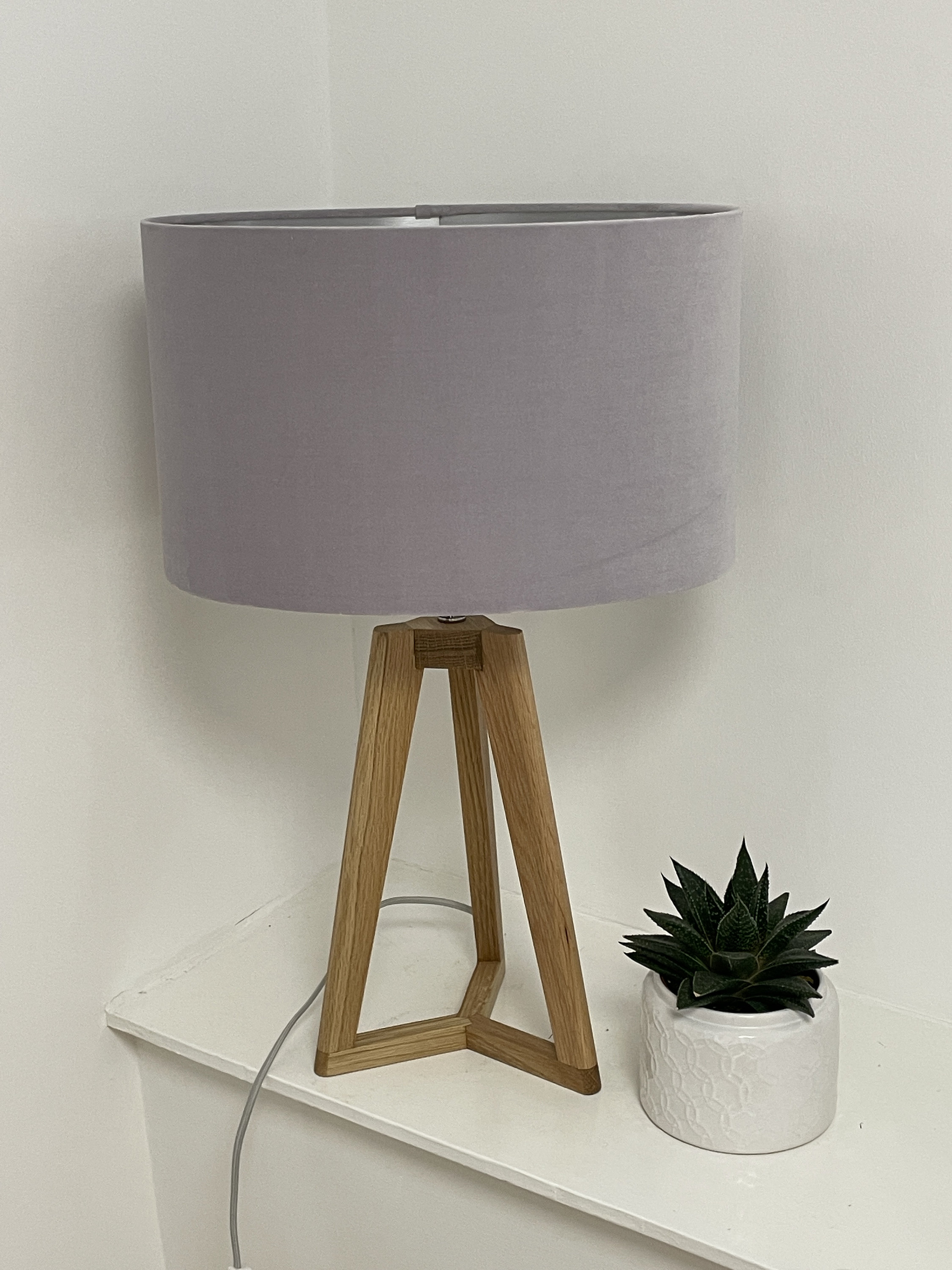 Light Grey Velvet Brushed Silver Oval Lampshade - Etsy UK