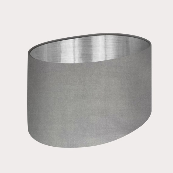 Light Grey Velvet Brushed Silver Oval Lampshade | Etsy