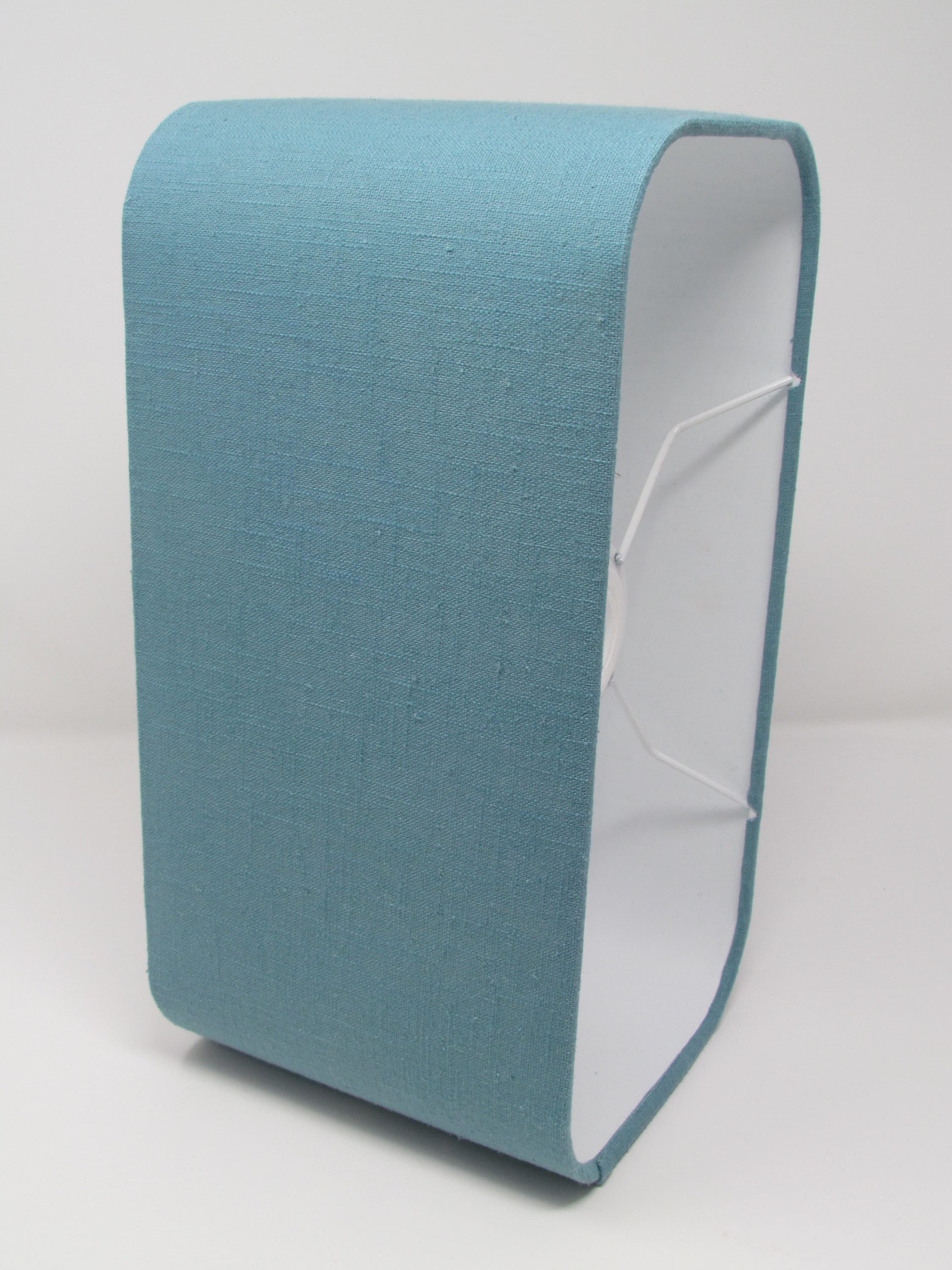 Teal Blue Textured 100% Linen Rounded Rectangle Lampshade | Etsy