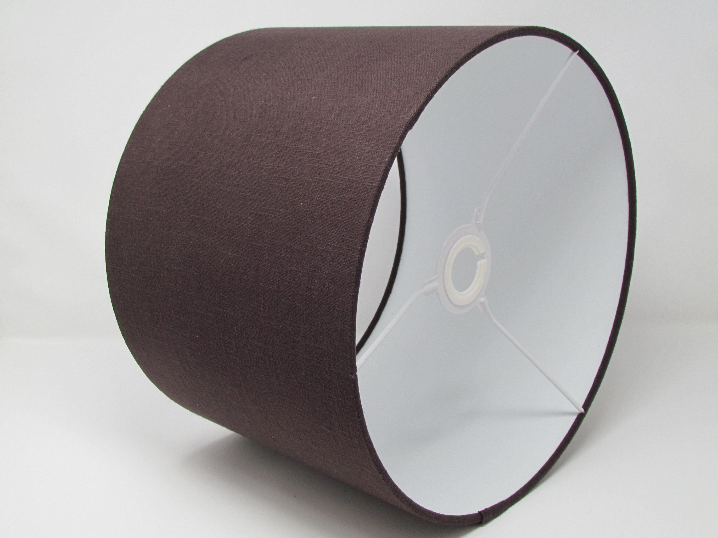 Dark Brown Textured 100% Linen Drum Lampshade - Etsy UK