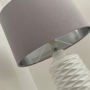 Light Grey Velvet Brushed Silver Oval Lampshade - Etsy UK