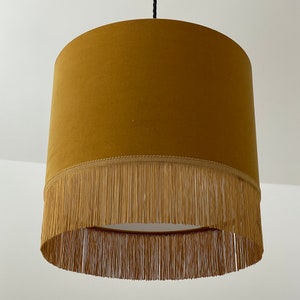 Mustard Yellow Velvet With Fringing Drum Lampshade - Etsy UK