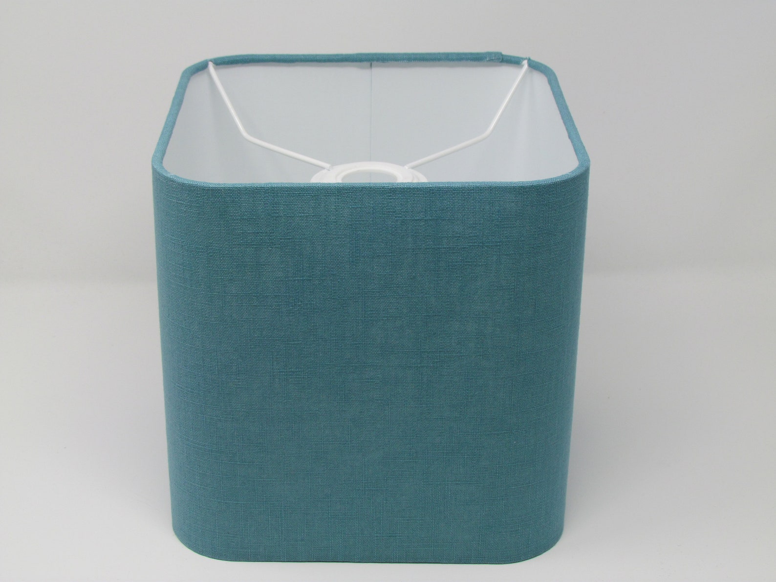 Teal Blue Textured 100% Linen Rounded Square Lampshade - Etsy UK