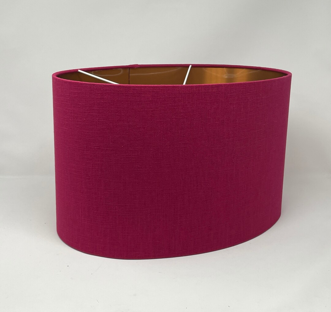 Raspberry Pink Textured 100% Linen Brushed Copper Oval Lampshade - Etsy