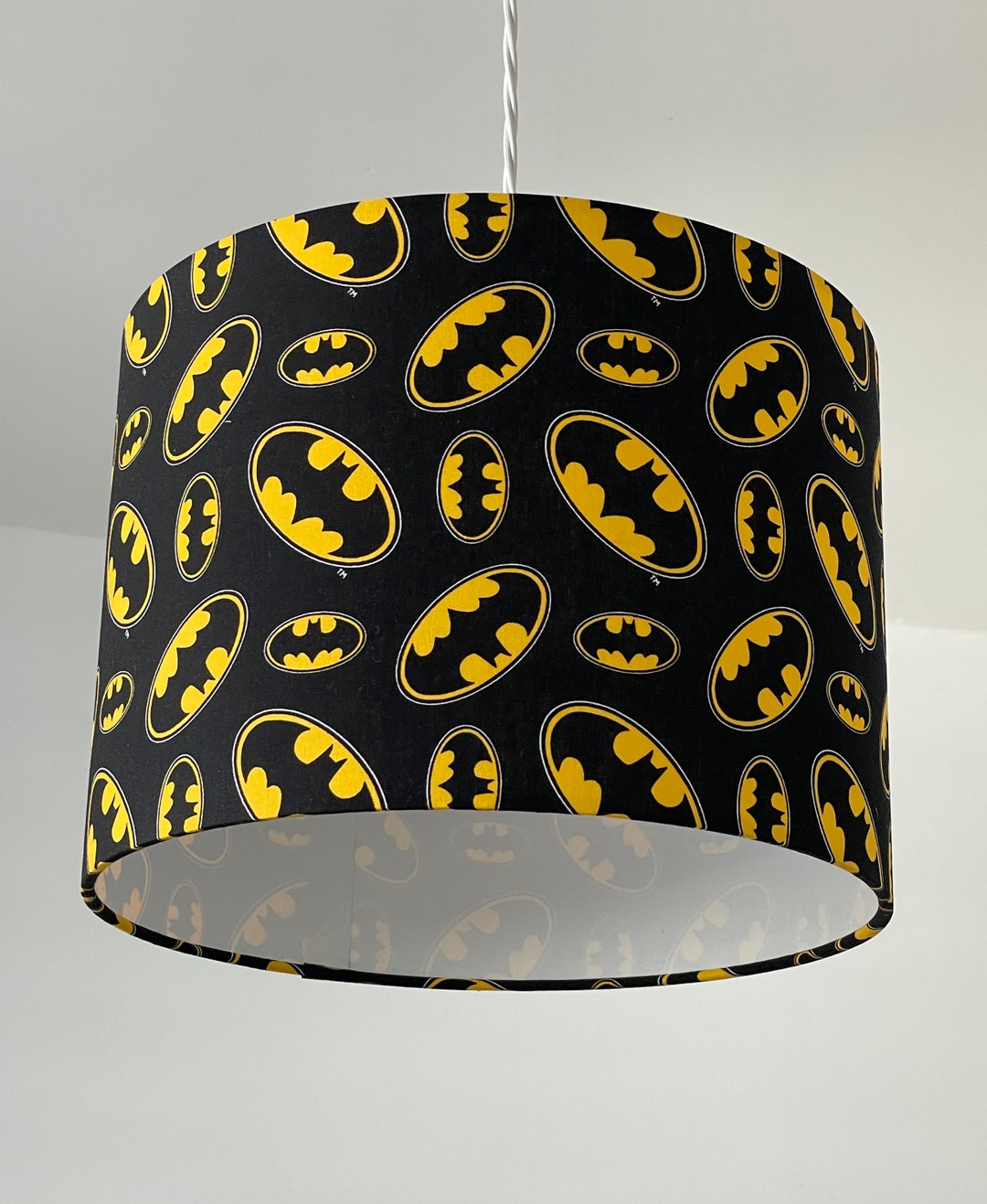 Black Batman Logo Cotton Drum Lampshade - Etsy UK
