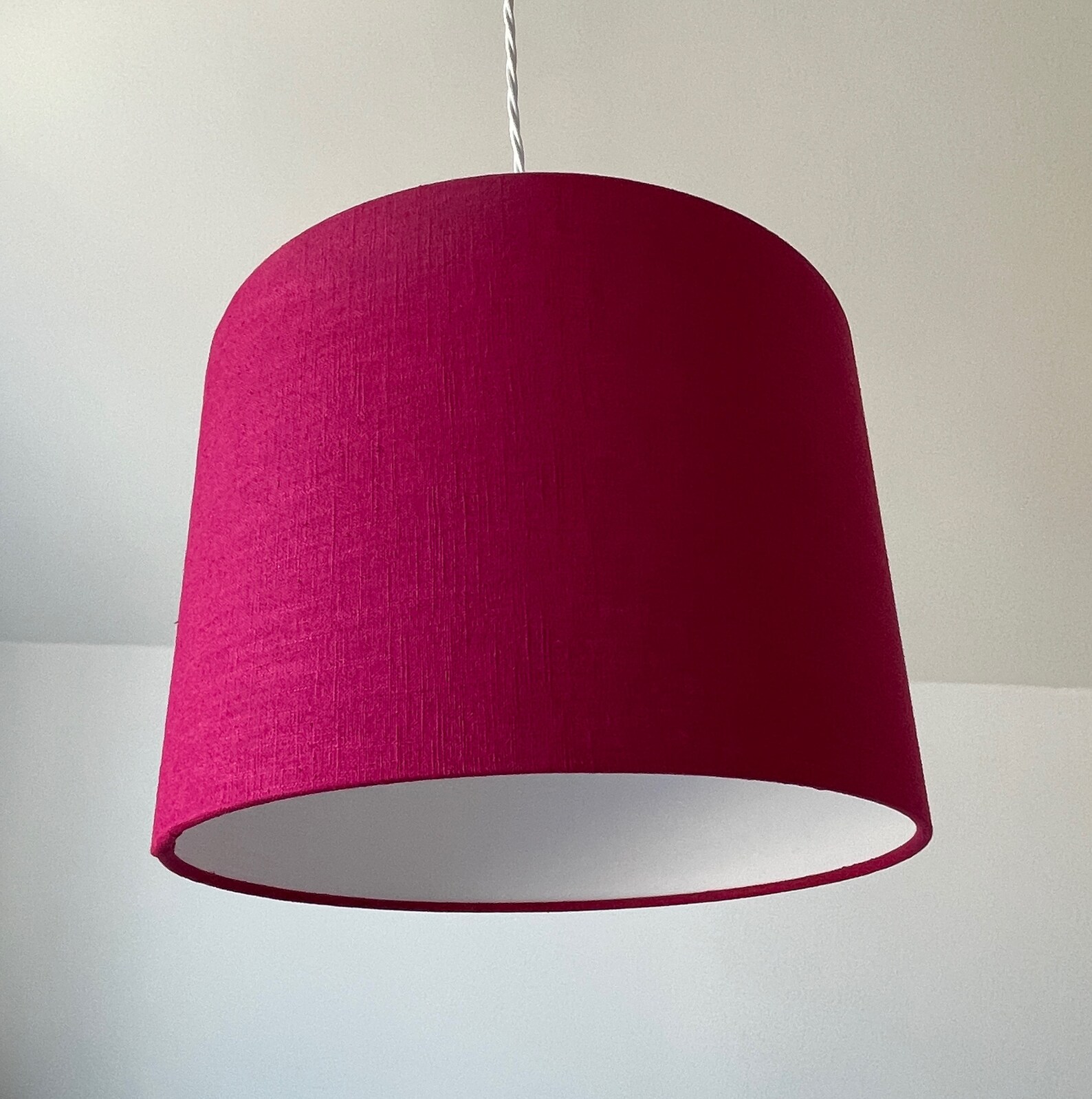 Raspberry Pink Textured 100% Linen Drum Lampshade - Etsy UK
