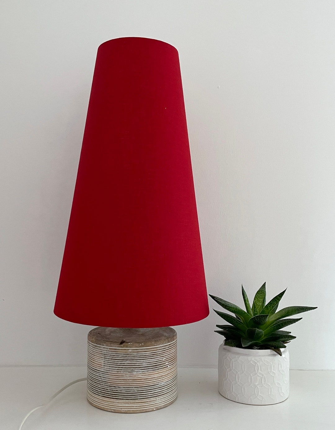 Dark Red Textured 100% Linen Extra Tall Tapered Cone Lampshade - Etsy UK