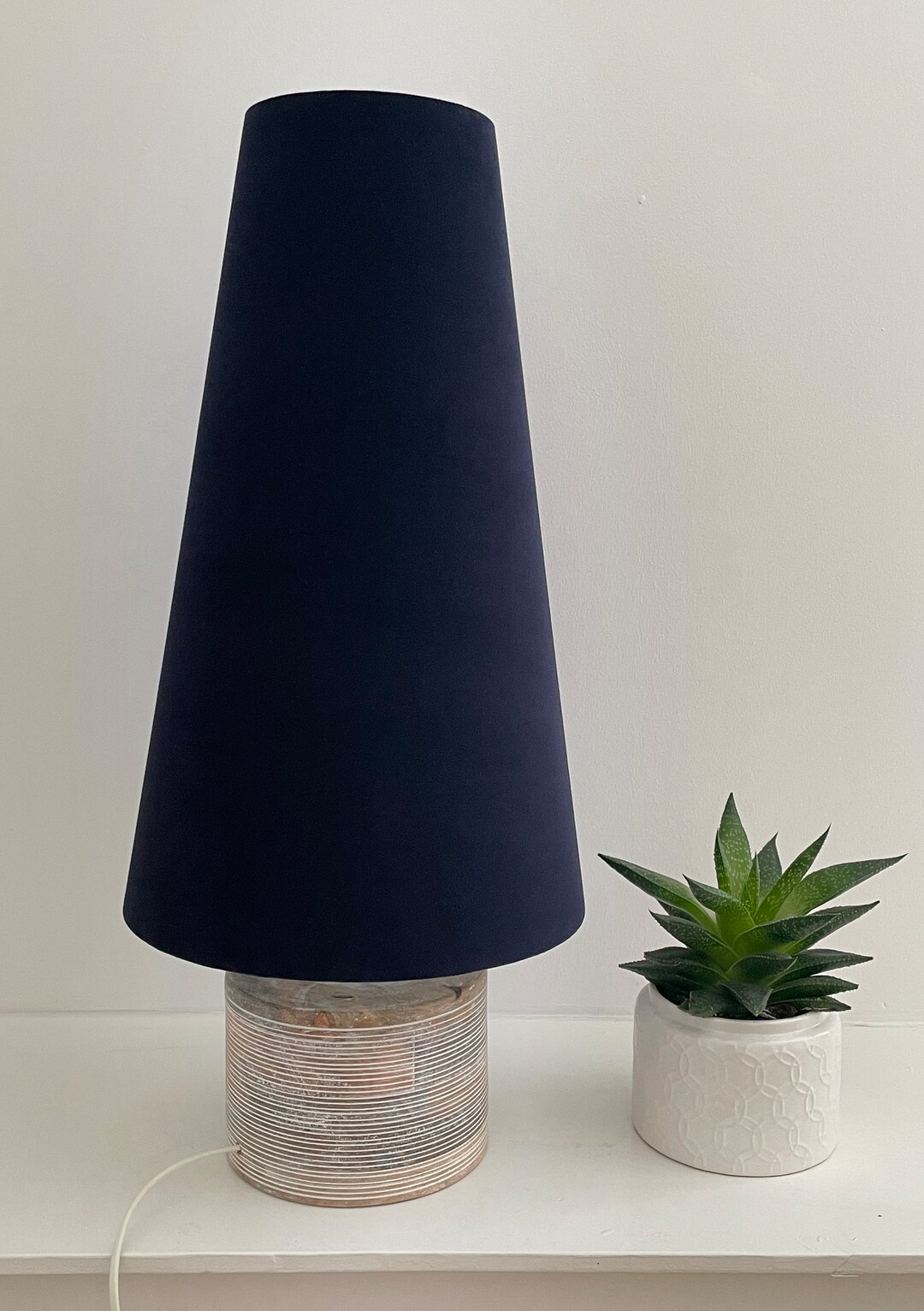 Navy Blue Velvet Extra Tall Tapered Cone Lampshade - Etsy