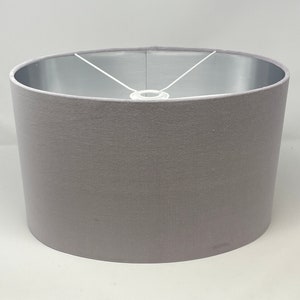 Light Grey Velvet Brushed Silver Oval Lampshade - Etsy UK