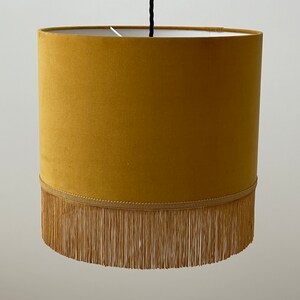 Mustard Yellow Velvet With Fringing Drum Lampshade - Etsy UK