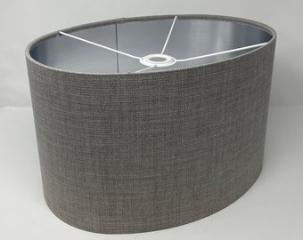 Light Grey Velvet Brushed Silver Oval Lampshade | Etsy