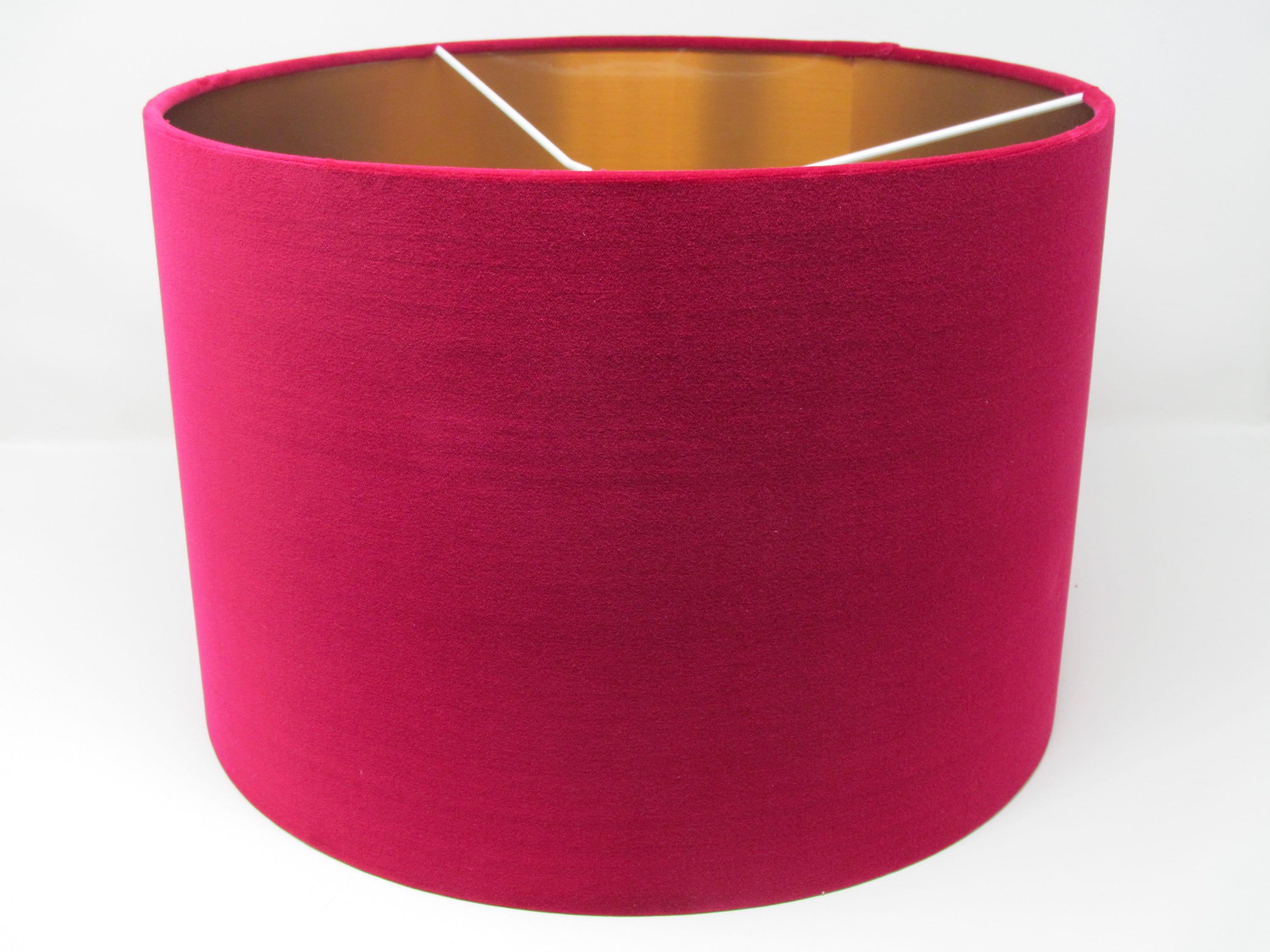 Raspberry Pink Velvet Brushed Copper Drum Lampshade | Etsy UK