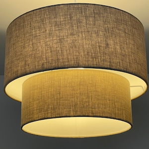 Two Tier Drum Lampshade in 100% Natural Linen Choice of Colours ...