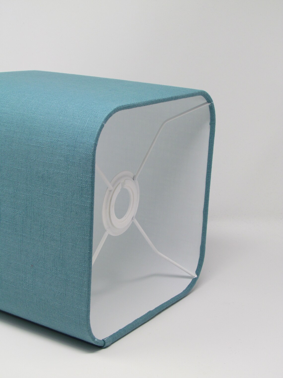 Teal Blue Textured 100% Linen Rounded Square Lampshade - Etsy UK
