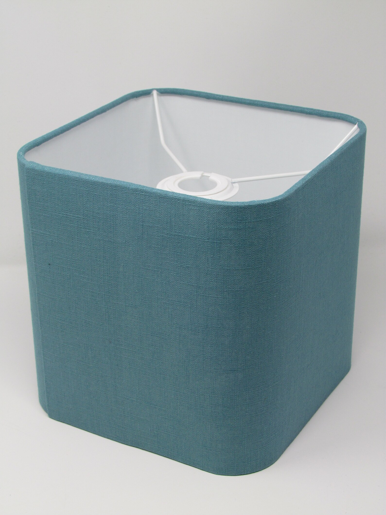 Teal Blue Textured 100% Linen Rounded Square Lampshade - Etsy UK