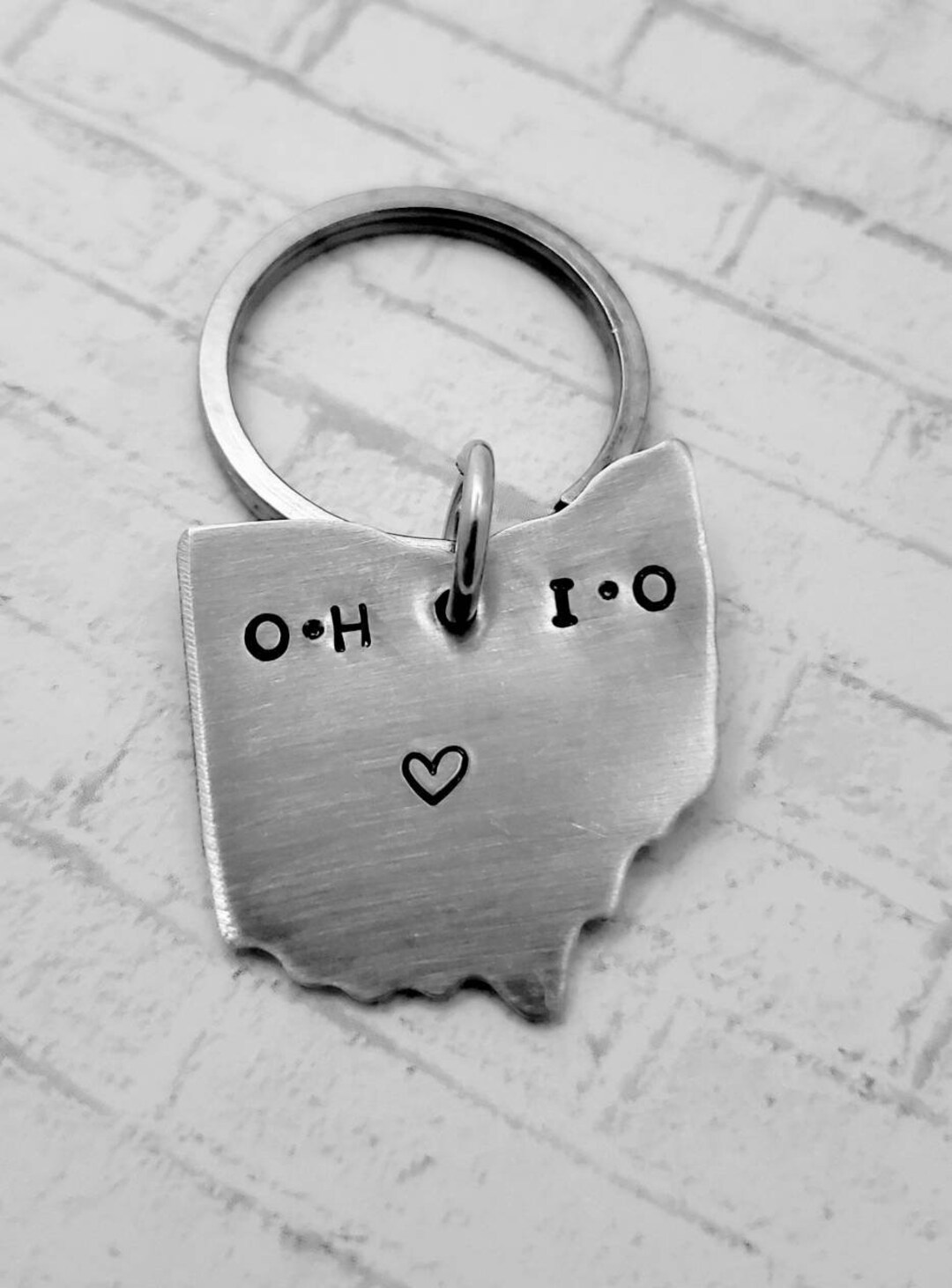 Ohio Buckeye State Stainless Steel Keychain With Aluminum Charm Heart ...