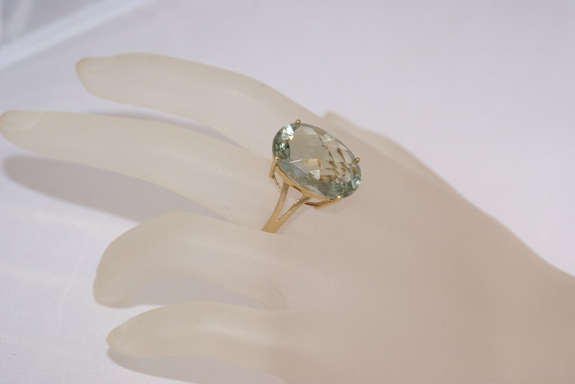 Green Amethyst Gold Ring - Etsy