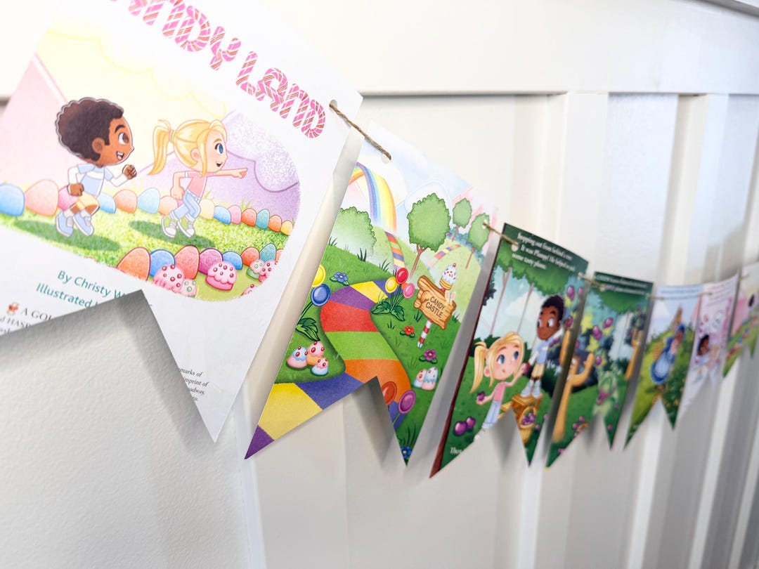 Candy Land Book Page Banner Bunting Garland Birthday Party Decoration ...