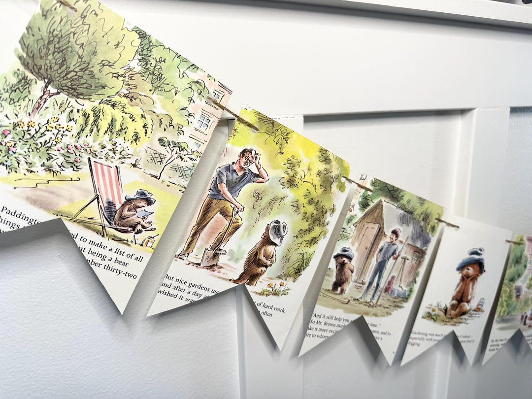 Vintage Paddington Bear Book Page Banner Bunting Garland Birthday Party ...
