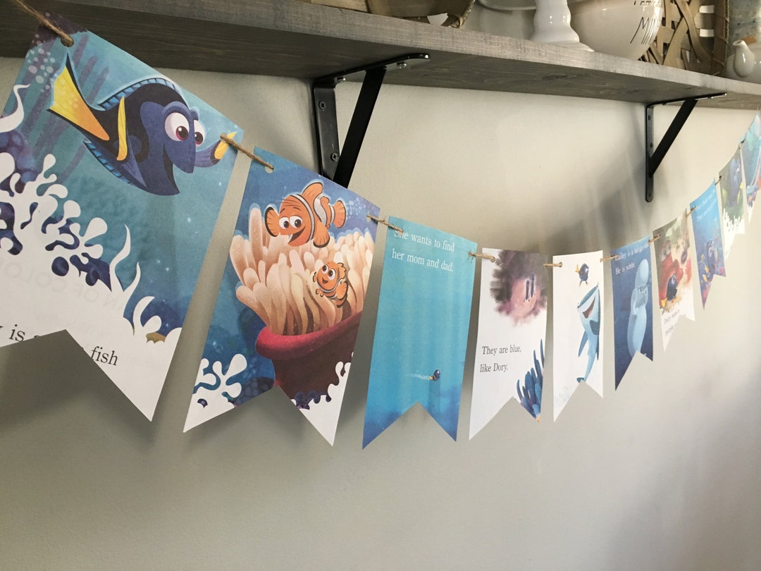 FINDING DORY NEMO Book Page Banner Bunting Garland Birthday Party Decor ...