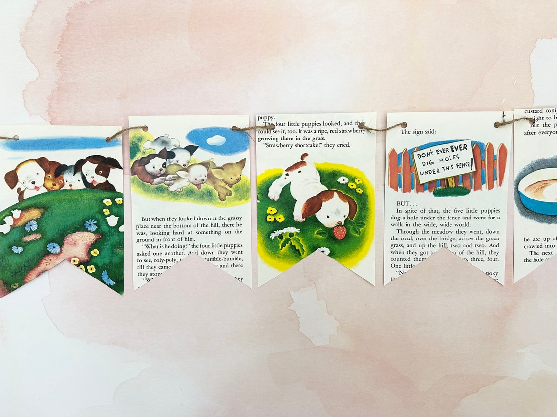 The POKY LITTLE PUPPY Vintage Book Page Banner Garland Bunting - Etsy