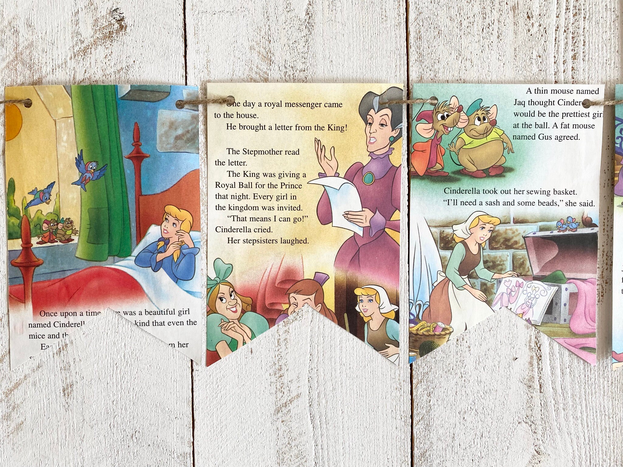 CINDERELLA DISNEY PRINCESS Book Page Banner Sign Bunting - Etsy