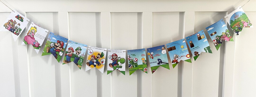 Super Mario Book Page Banner Birthday Party Room Decor Decoration Art ...
