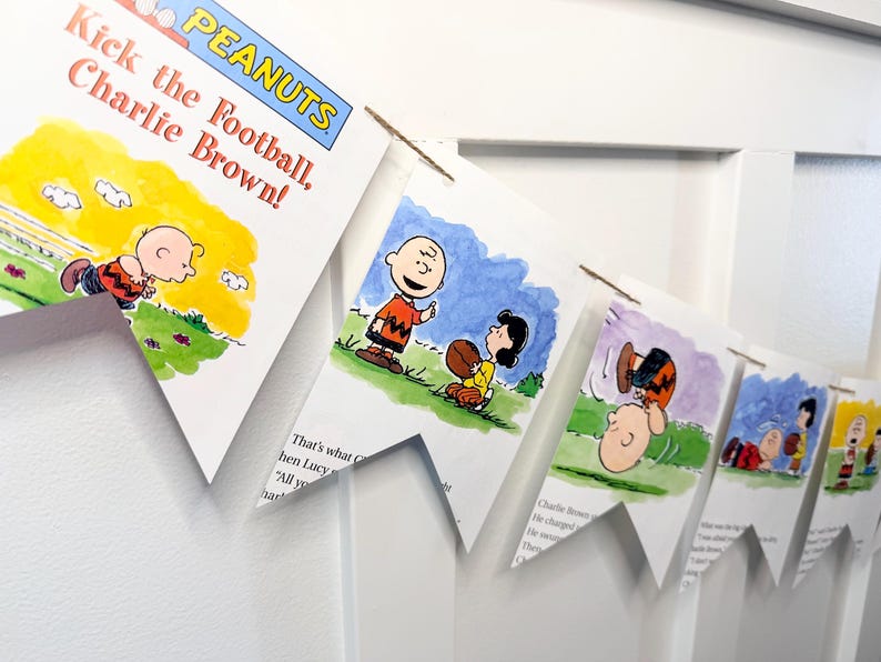 Kick the Football Charlie Brown Book Page Banner Birthday Party ...