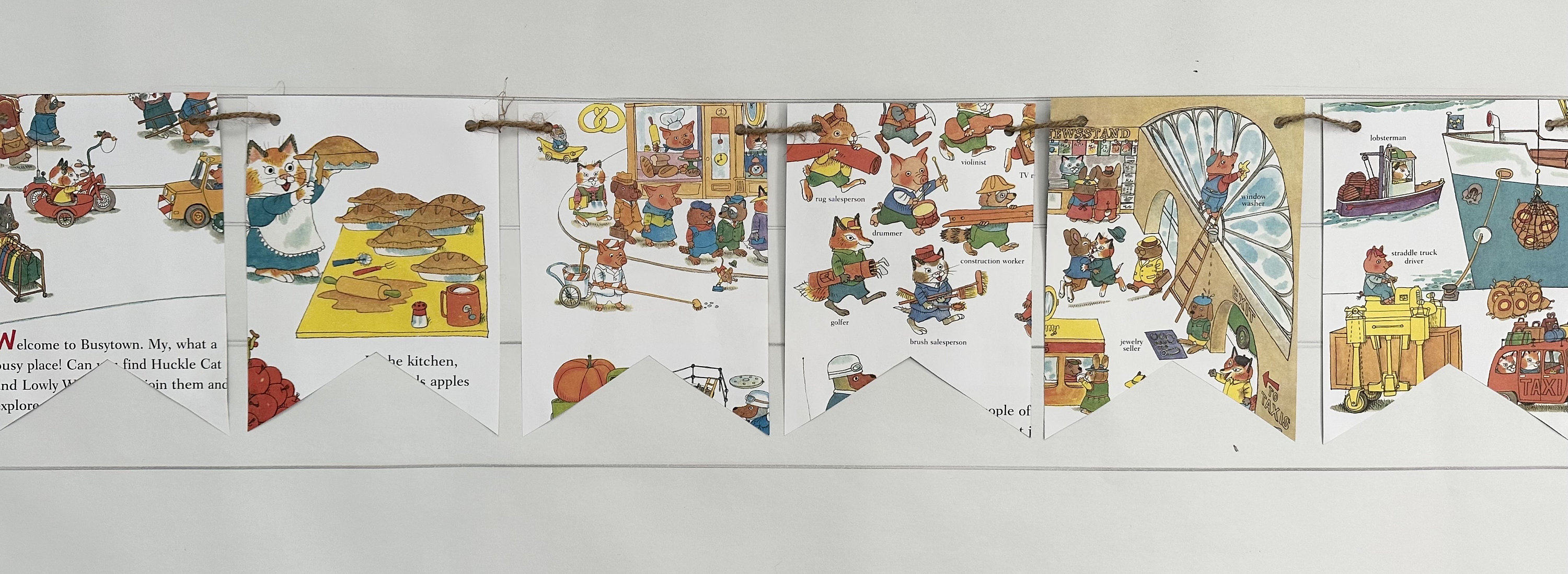 Busy Busy People Busy Town Book Page Banner Bunting Garland Birthday ...
