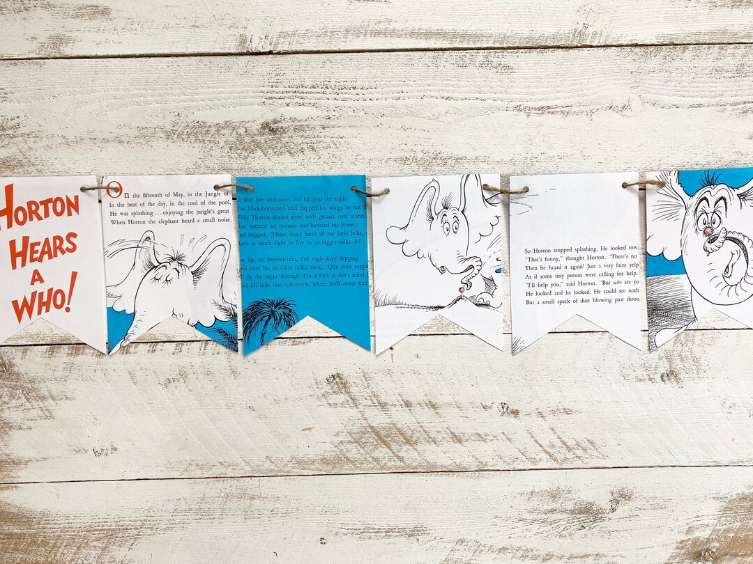 Horton Hears A Who Book Page Banner Bunting Garland Birthday Party ...