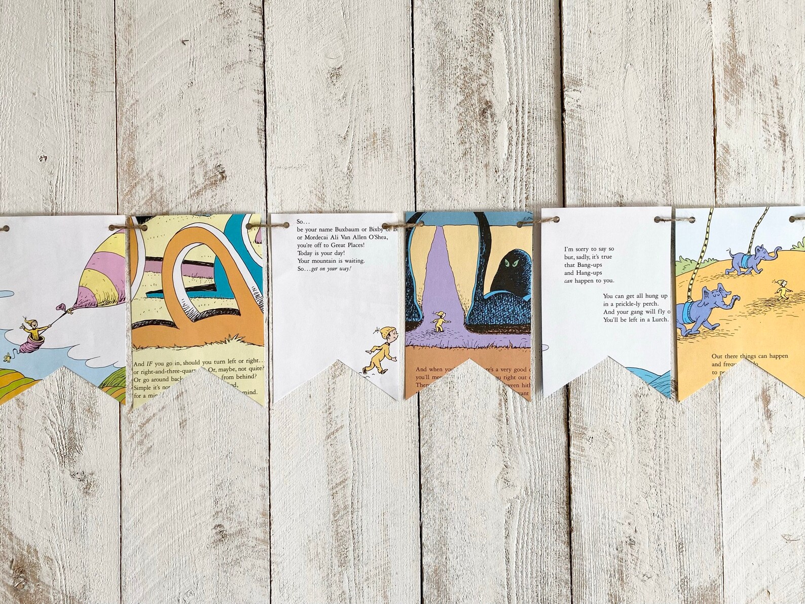 Oh the PLACES YOU'LL Go Dr Seuss Book Page Banner Bunting - Etsy