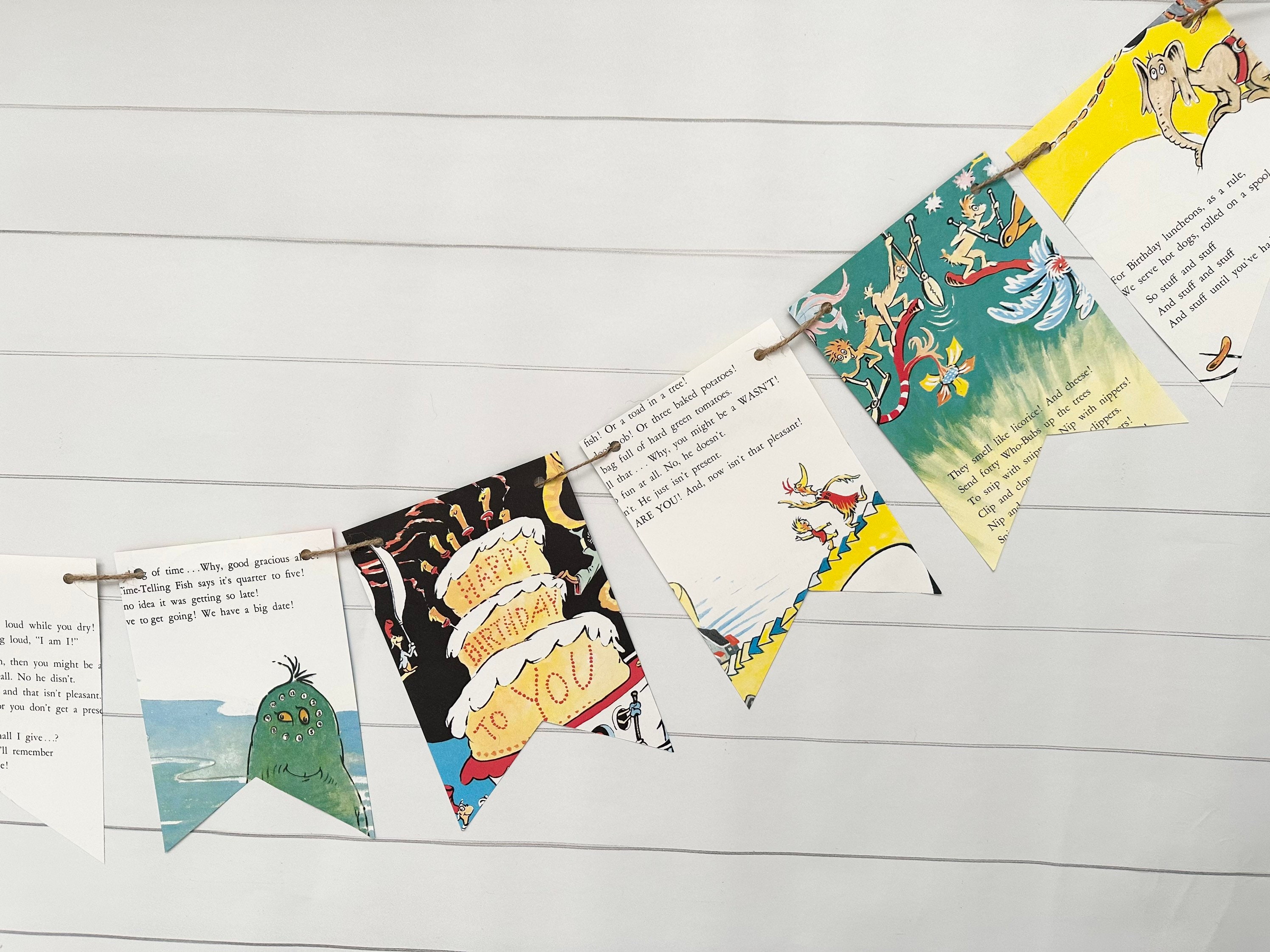 Happy Birthday to You Book Page Banner Dr Seuss Birthday Party Decor ...