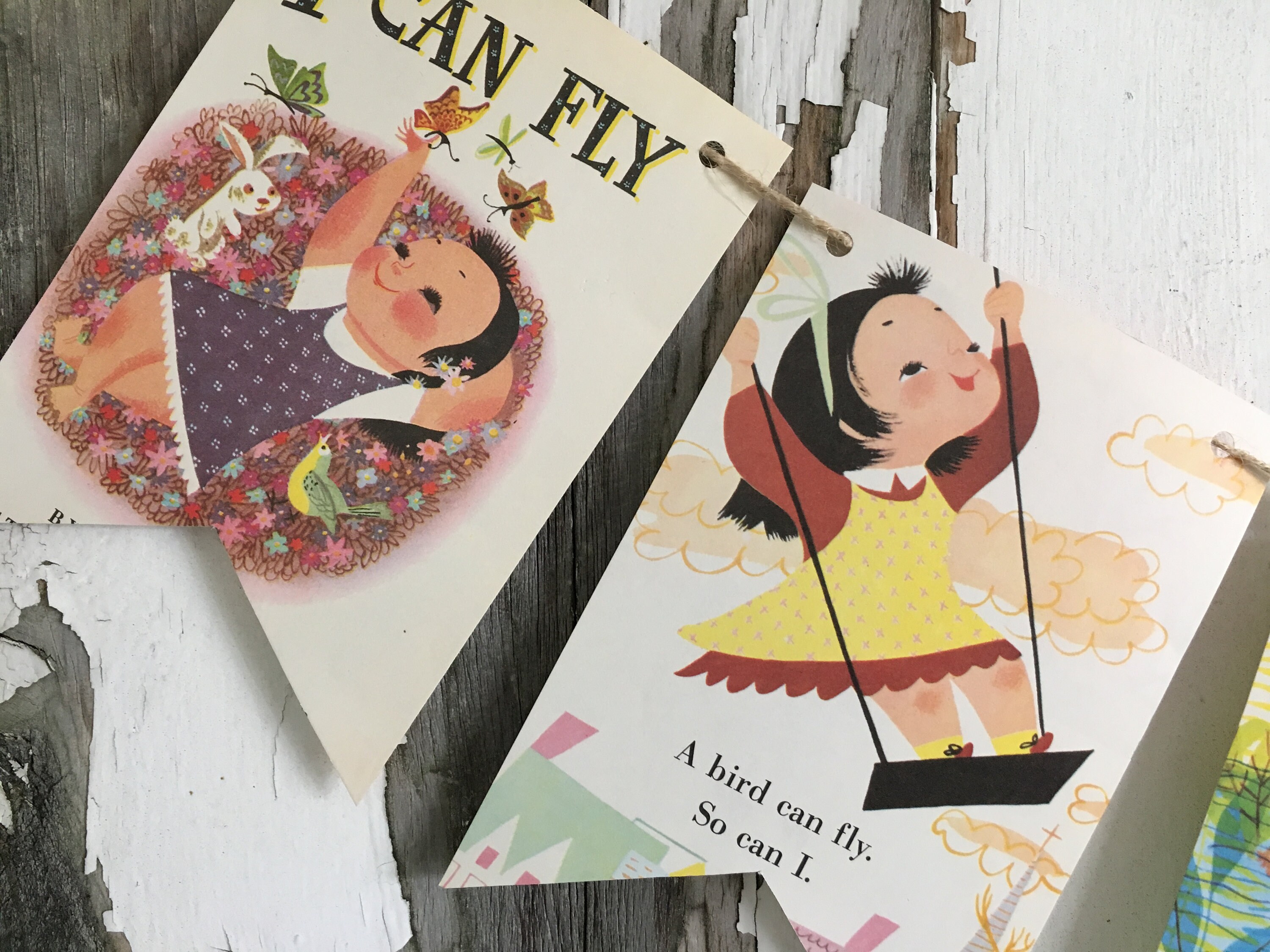 Vintage 'I CAN FLY' Book Page Banner - Little Golden Book Garland - Etsy