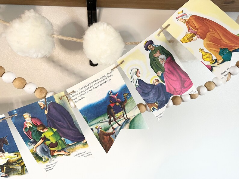 The Christmas Story Book Page Banner Bunting Garland Sign Decoration - Etsy