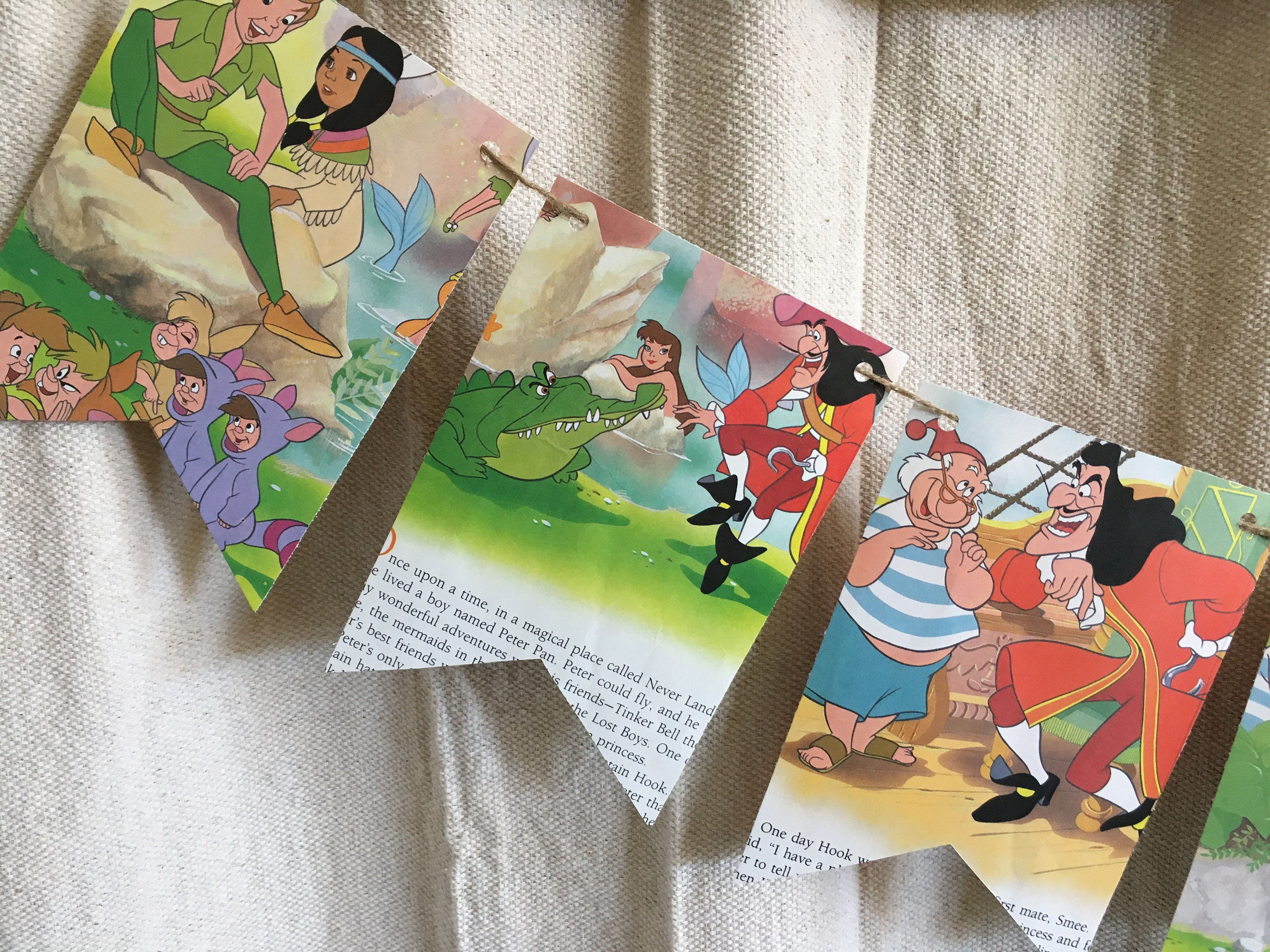PETER PAN Book Page Banner Garland Bunting Sign Decoration - Etsy
