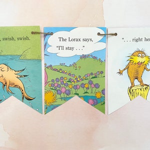 The Lorax Book Page Banner Dr. Seuss Bunting Garland Decor Party Decor ...