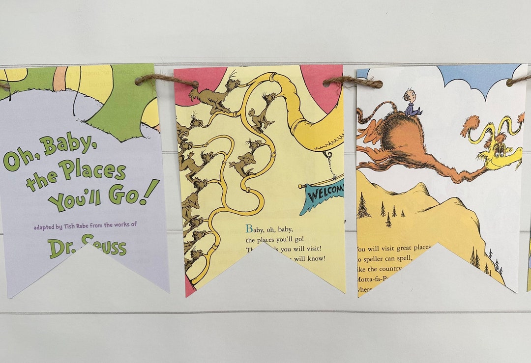 Oh, Baby, the Places Youll Go Book Page Banner Bunting Garland Party ...