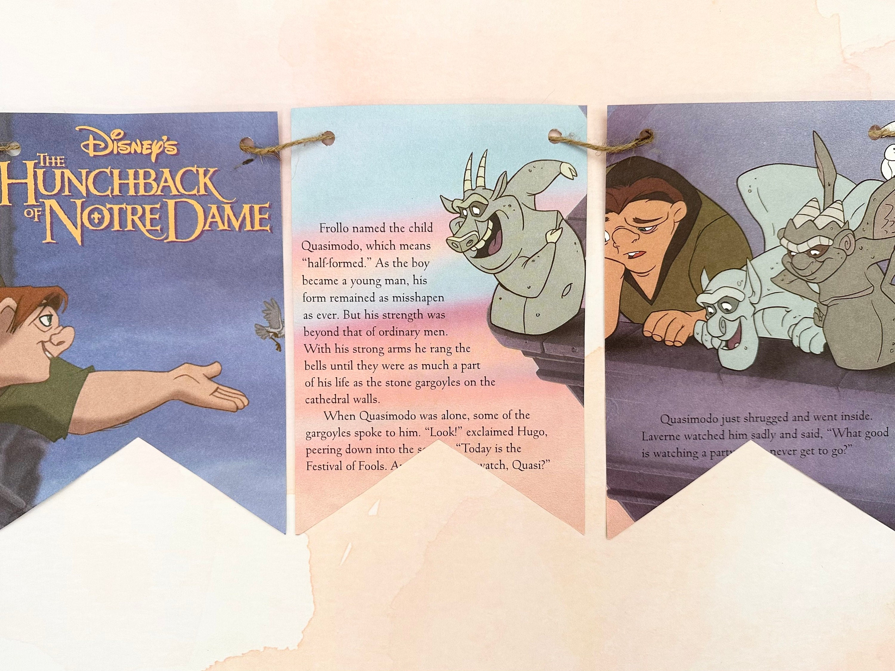 The Hunchback of Notre Dame Book Page Banner Bunting Garland Birthday ...