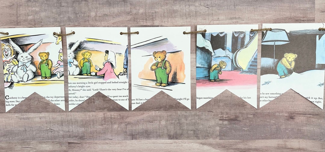 CORDUROY BEAR Book Page Banner Bunting Garland Decoration - Etsy