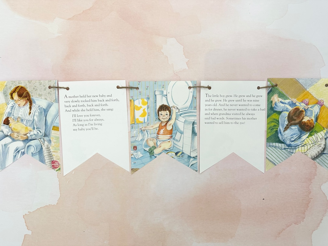 LOVE YOU FOREVER Book Page Banner Bunting Garland Baby Shower Party ...