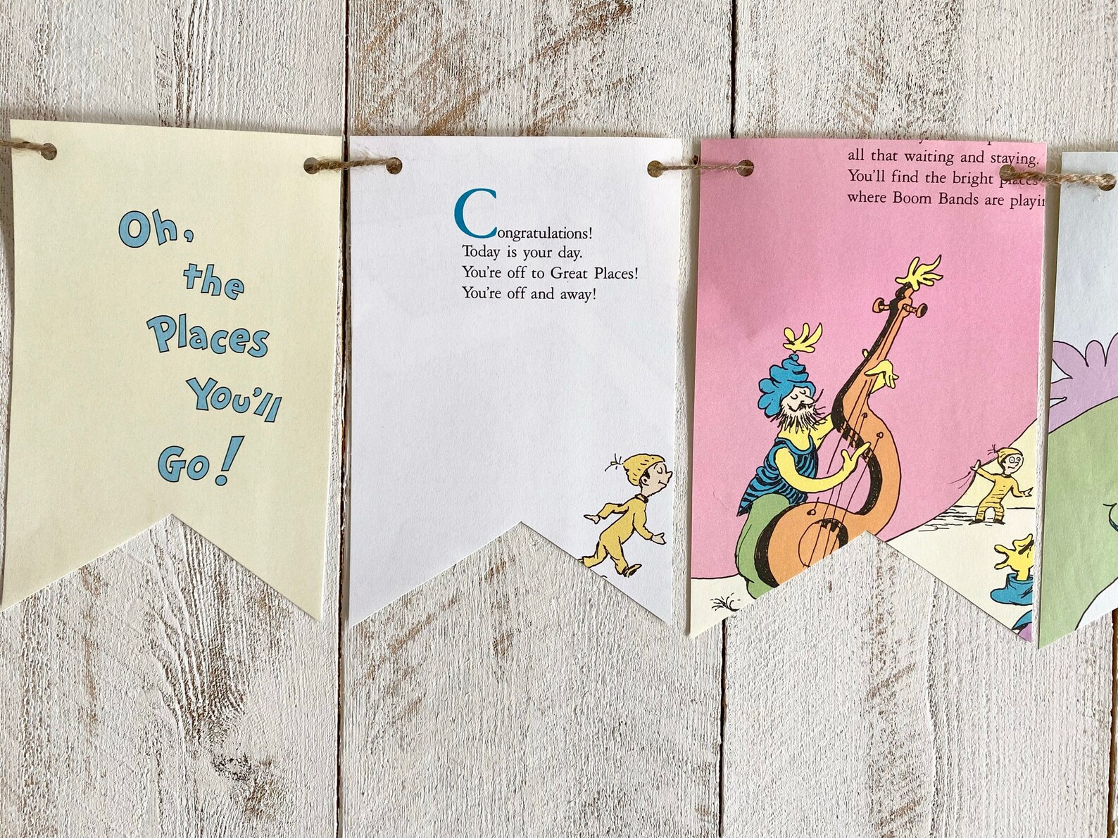 Oh the PLACES YOU'LL Go Dr Seuss Book Page Banner Bunting - Etsy