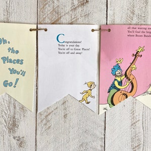 Oh, the PLACES YOU'LL Go Dr Seuss Book Page Banner Bunting Garland ...