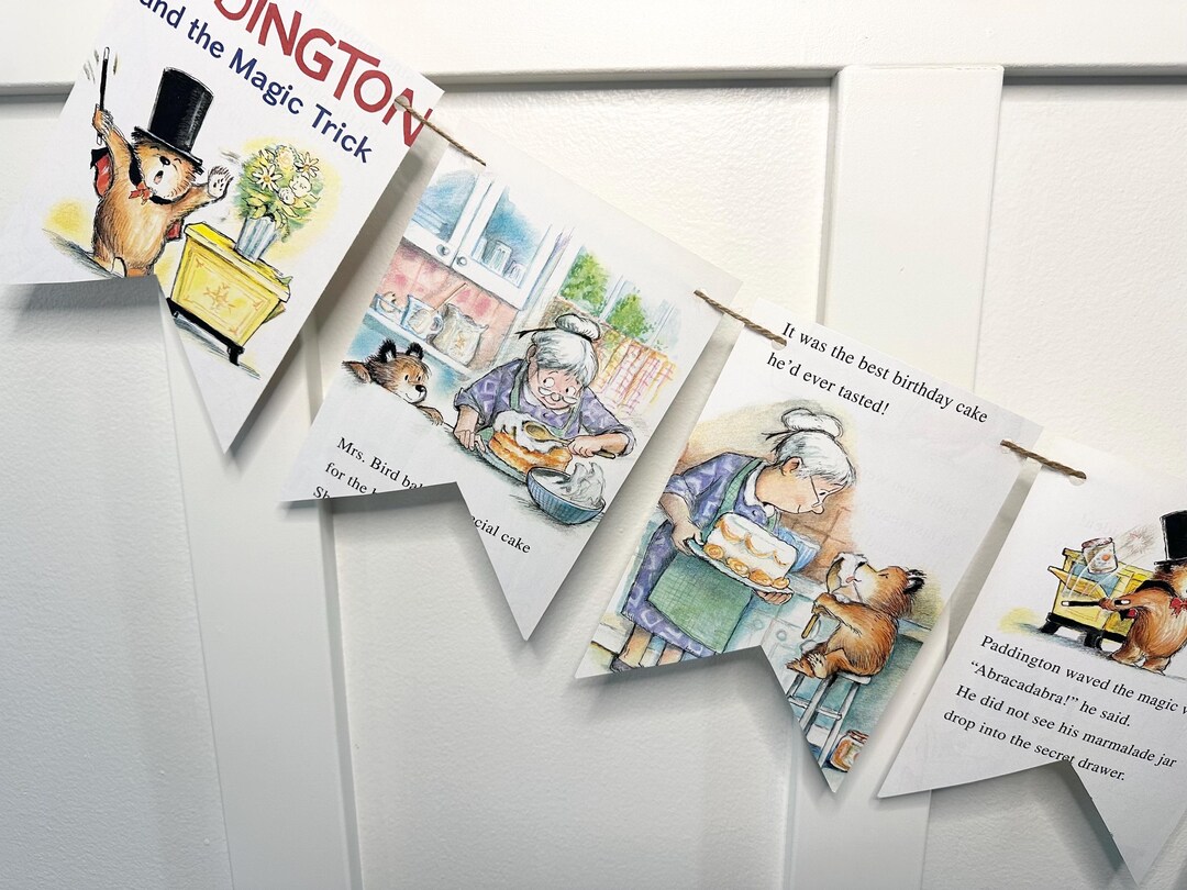 Paddington Bear and the Magic Trick Book Page Banner Bunting Garland ...