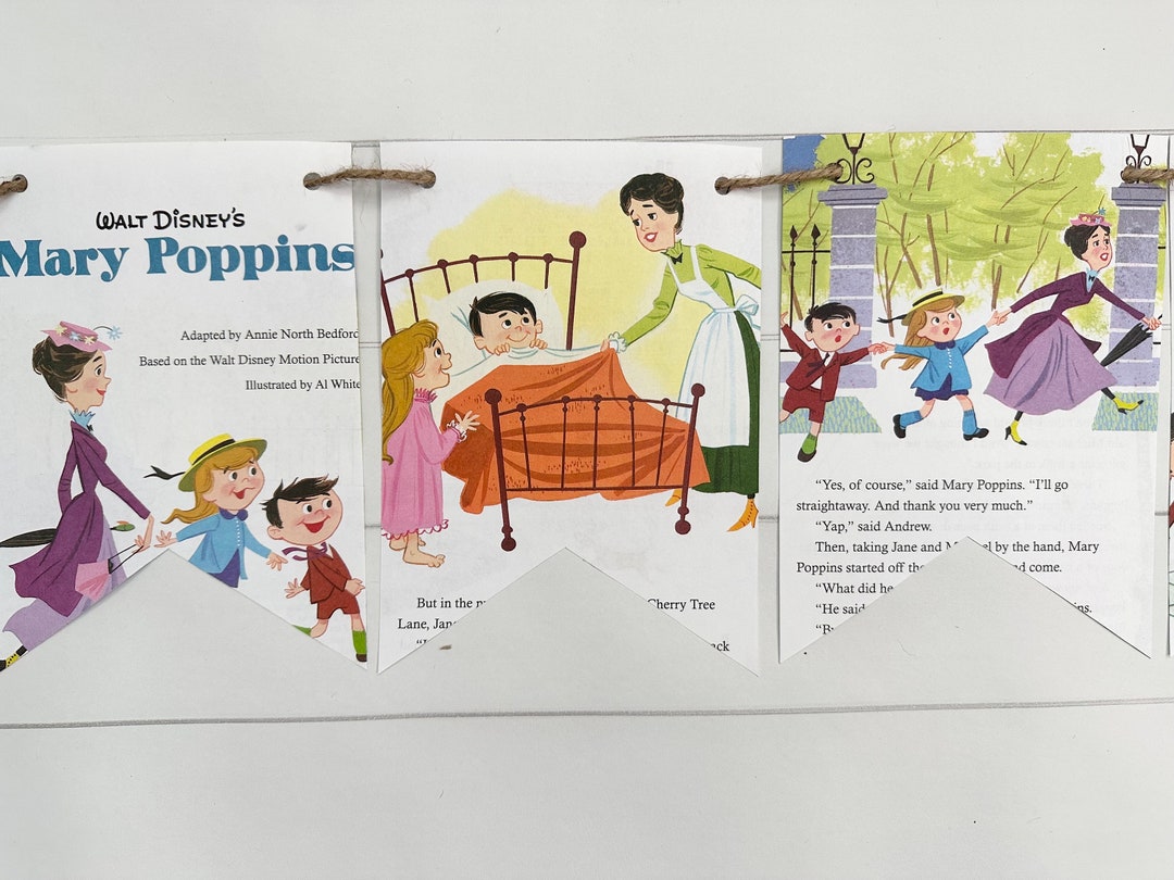 Disney Mary Poppins Book Page Banner Baby Shower Birthday Party Decor ...