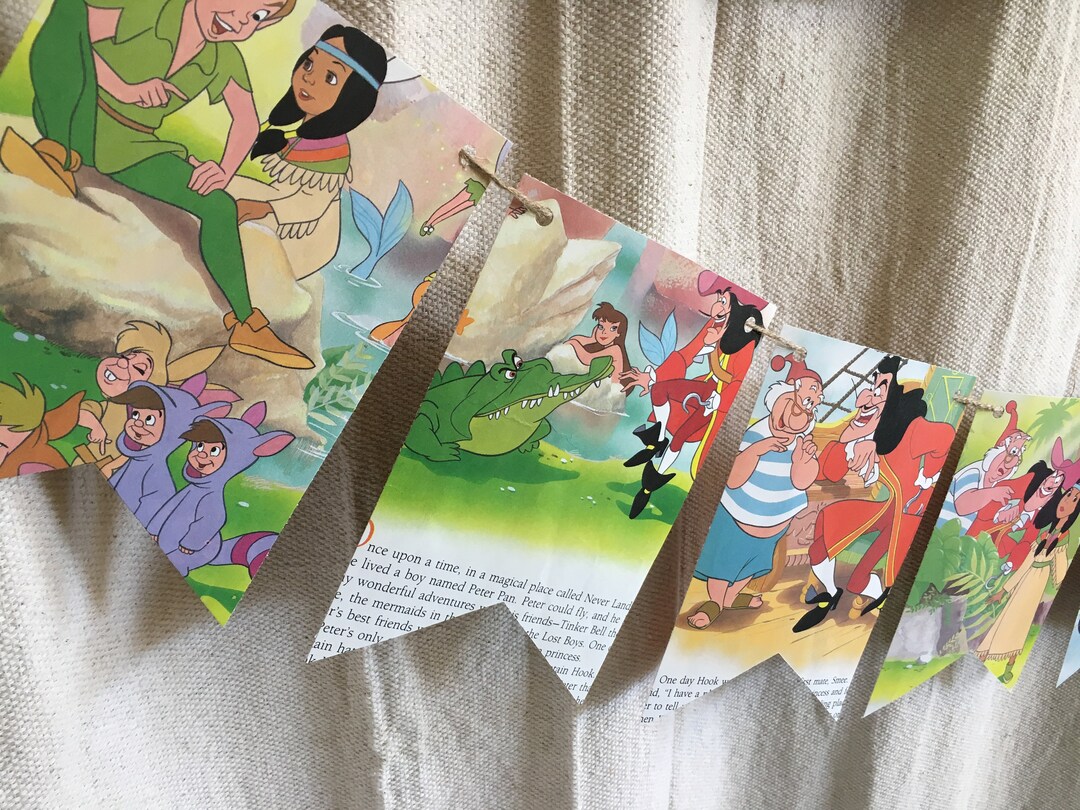 PETER PAN Book Page Banner Garland Bunting Sign Decoration - Etsy