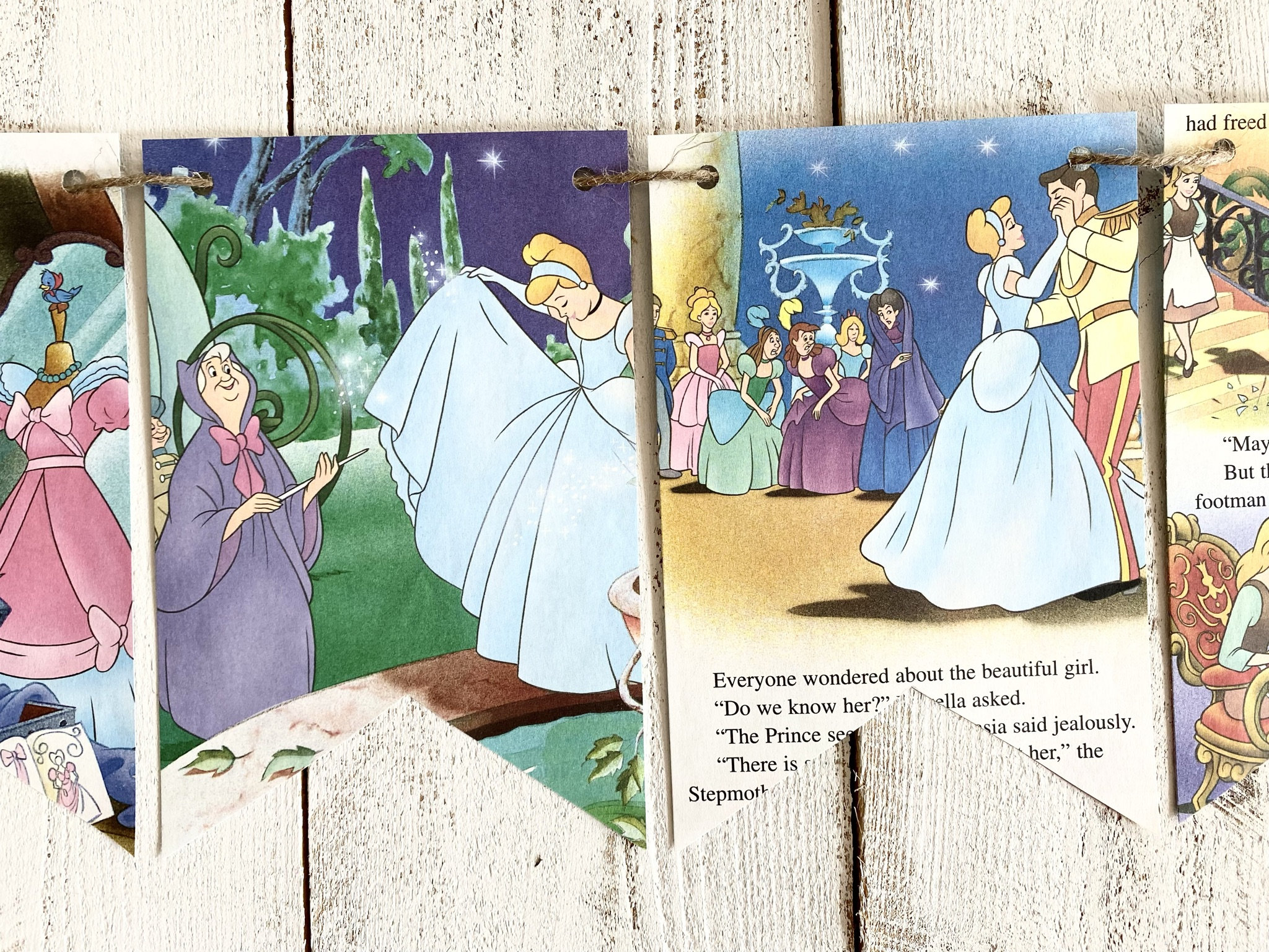 CINDERELLA DISNEY PRINCESS Book Page Banner Sign Bunting - Etsy