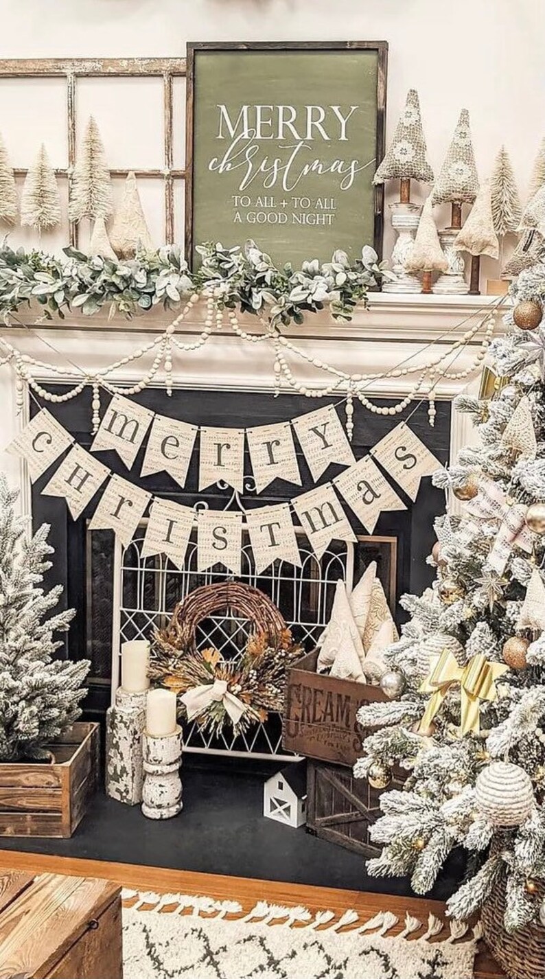 MERRY CHRISTMAS Sheet Music Banner Bunting Garland Decor Holiday ...
