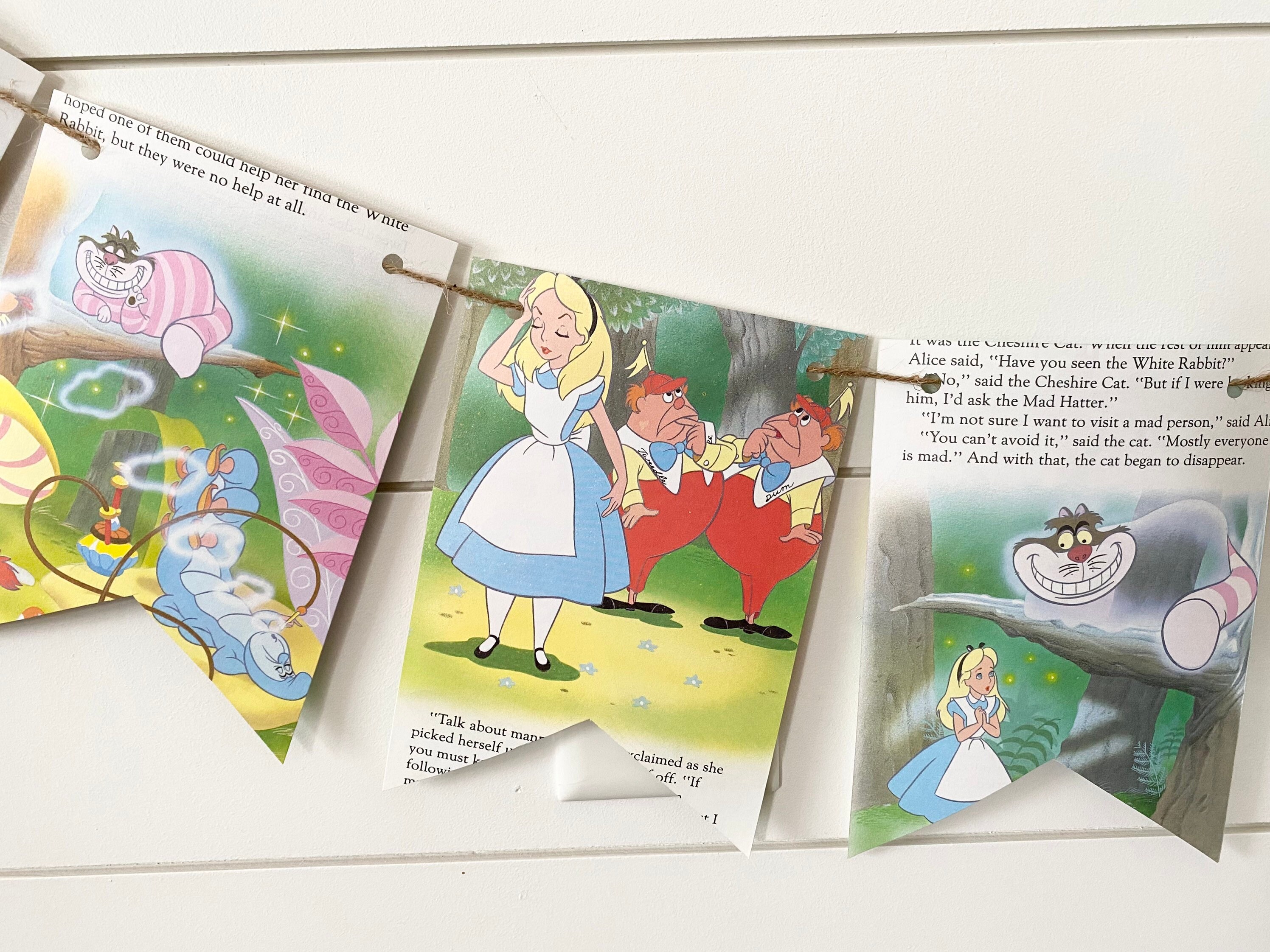 ALICE IN WONDERLAND Book Page Banner Bunting Garland Decoration Party ...