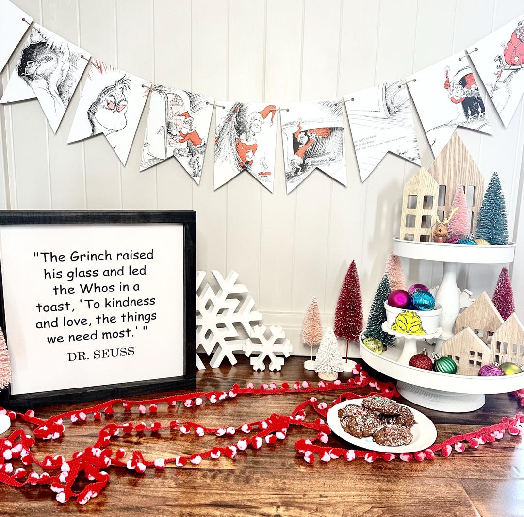 How the GRINCH STOLE CHRISTMAS Book Page Banner Bunting Garland Decor ...