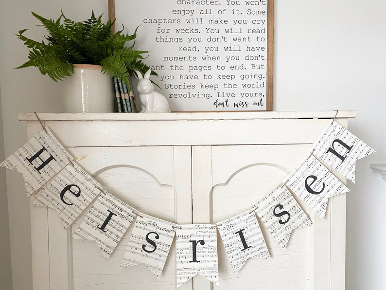 HE IS RISEN Easter Sheet Music Banner Bunting Garland Wall | Etsy